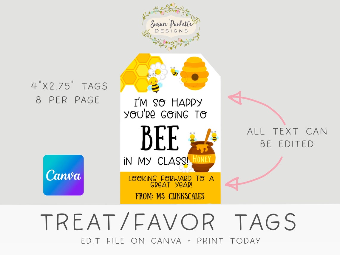 Back to School Treat Tags, Happy You’re Going to Bee in My Class, Meet ...