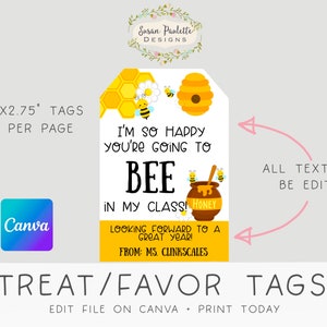 Back to School Treat Tags, Happy You’re Going to Bee in My Class, Meet ...