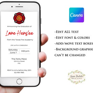 Firefighter Fire Academy Graduation Party Invitation Digital E-vite ...