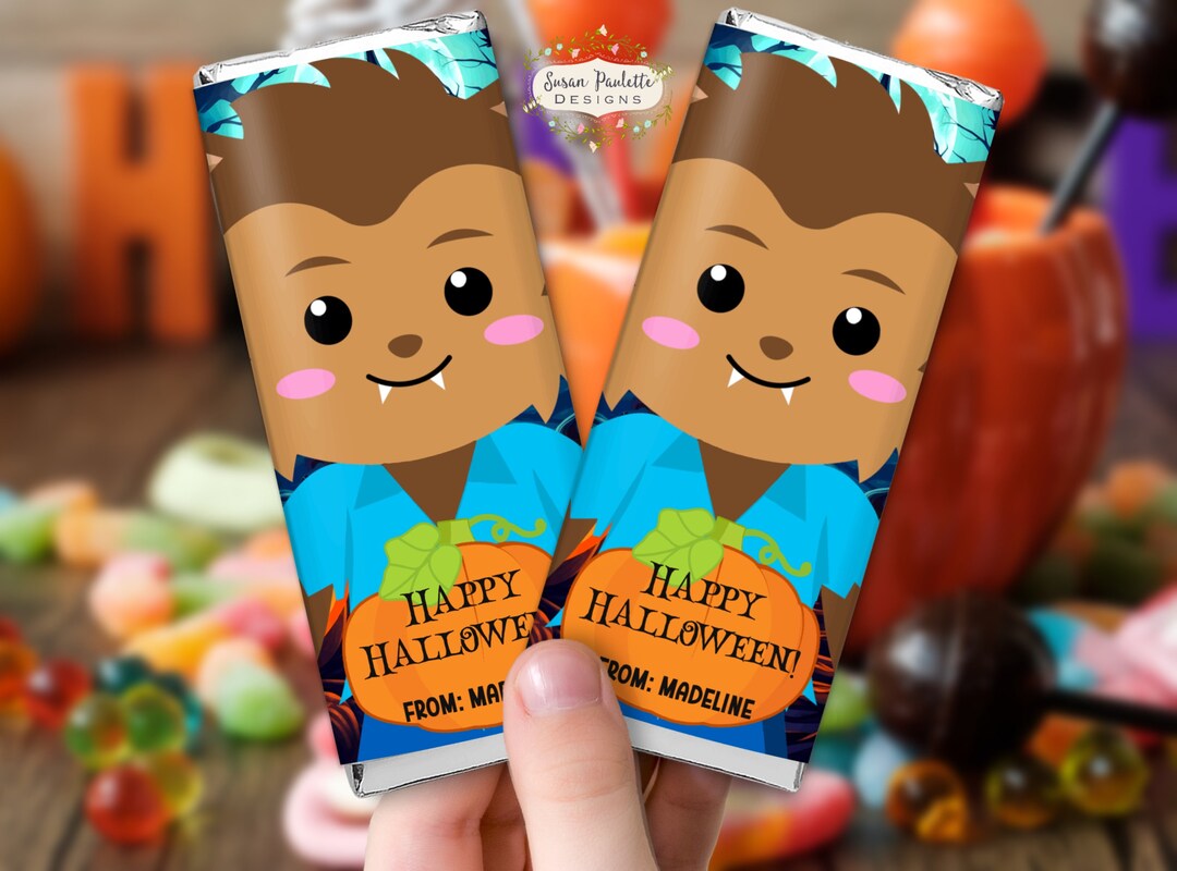 Halloween Candy Bar Wrapper, Printable Halloween Party Favor Tag ...
