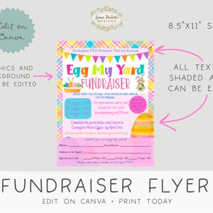 Egg My Yard Fundraising Flyer School PTA PTO Fundraiser Brochure Easter ...