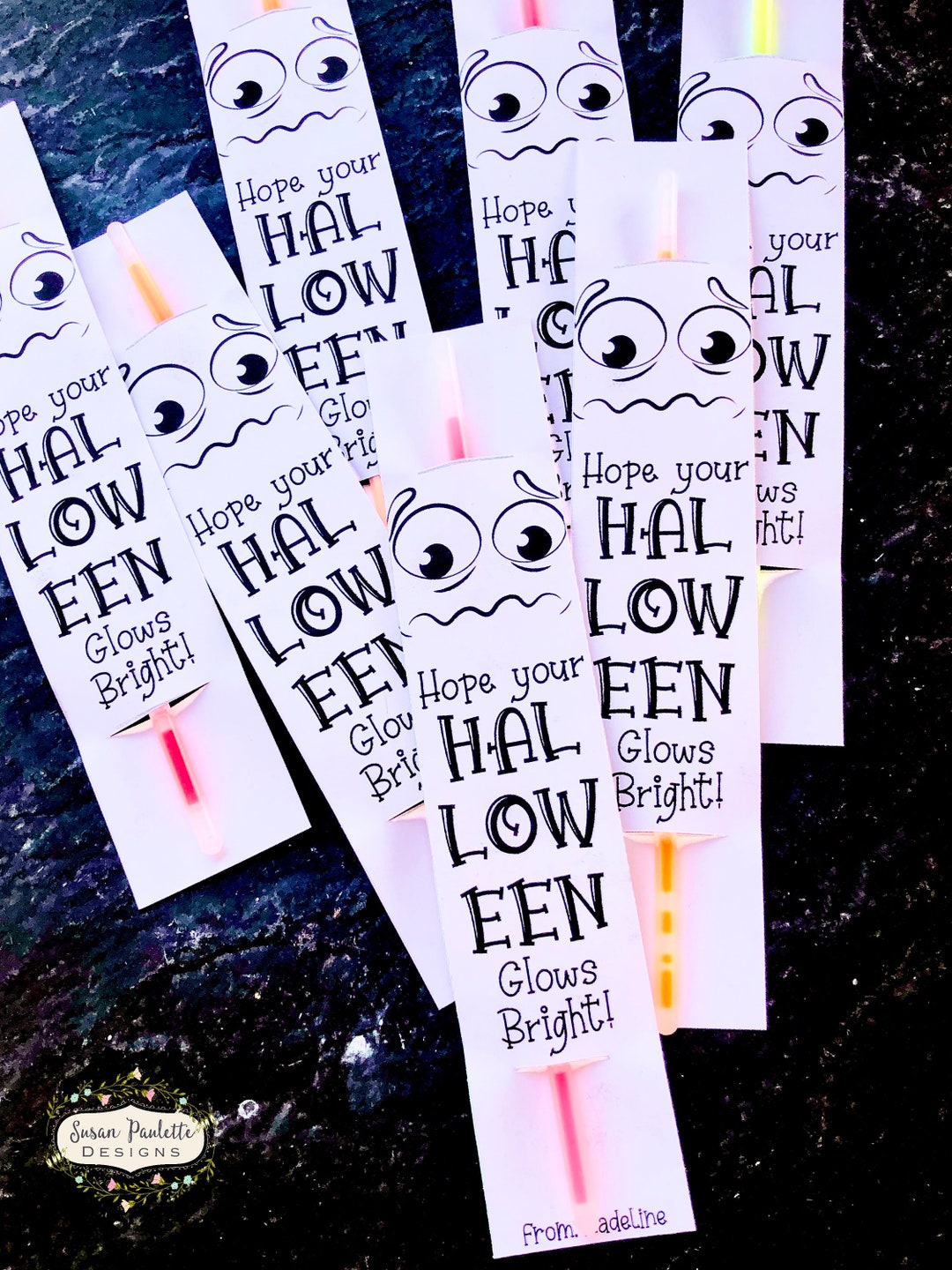 Halloween Glow Stick Ghost Tag, Classroom Halloween Party Favor ...