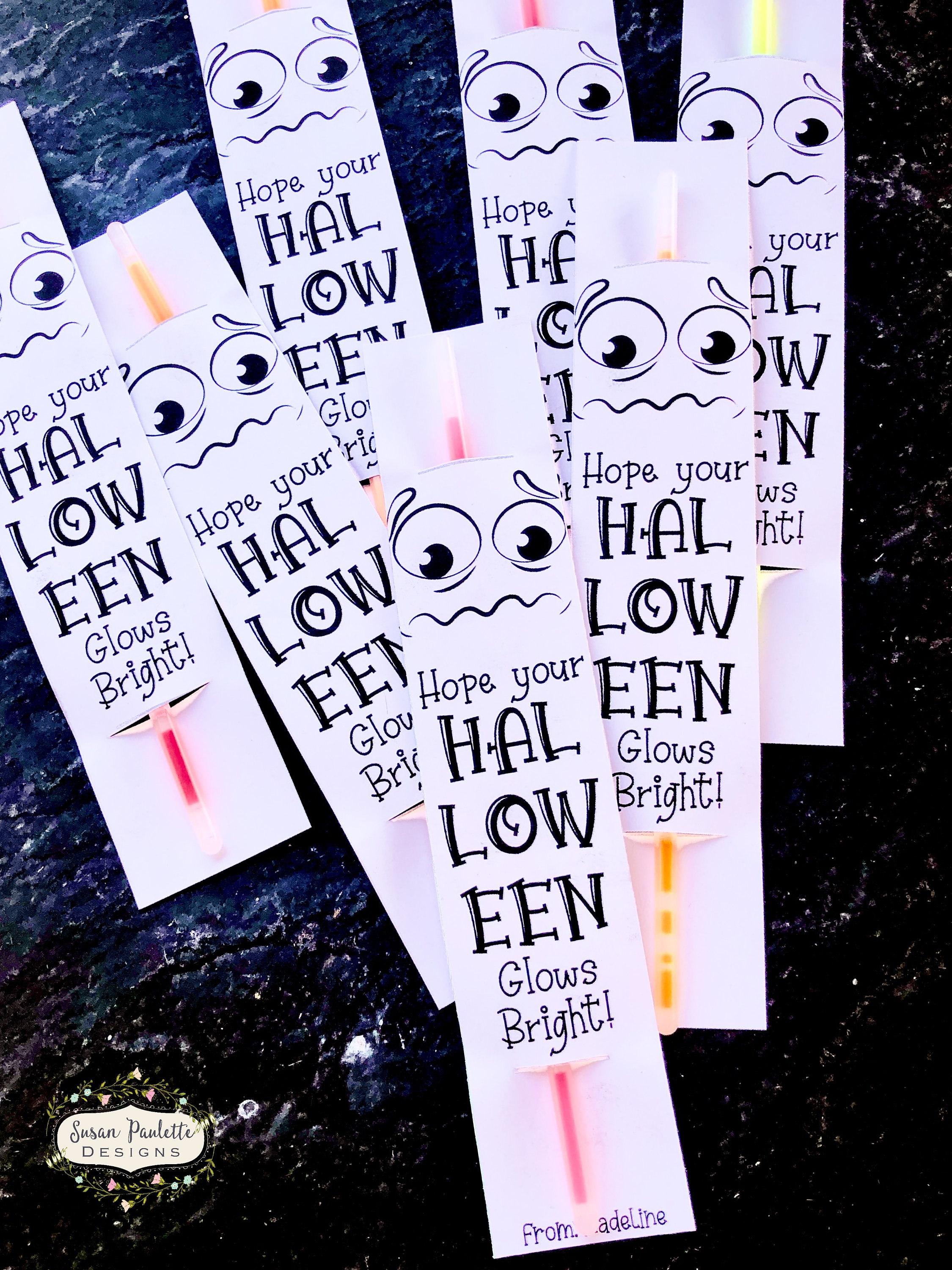 Halloween Glow Stick Ghost Tag, Classroom Halloween Party Favor ...