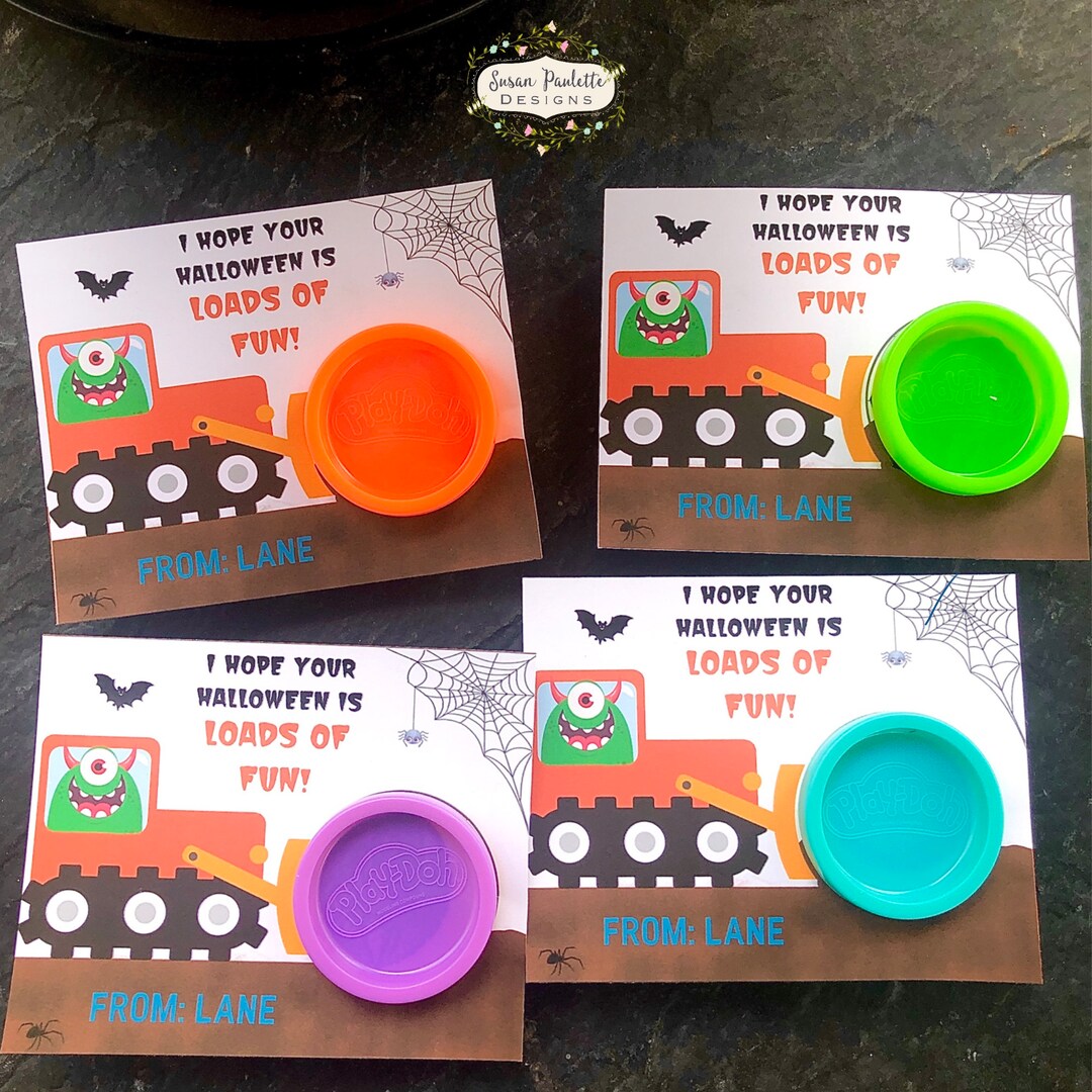 Halloween Play Dough Tag, Monster Construction Loader Classroom Party ...