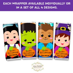 Halloween Candy Bar Wrapper, Printable Halloween Party Favor Tag ...