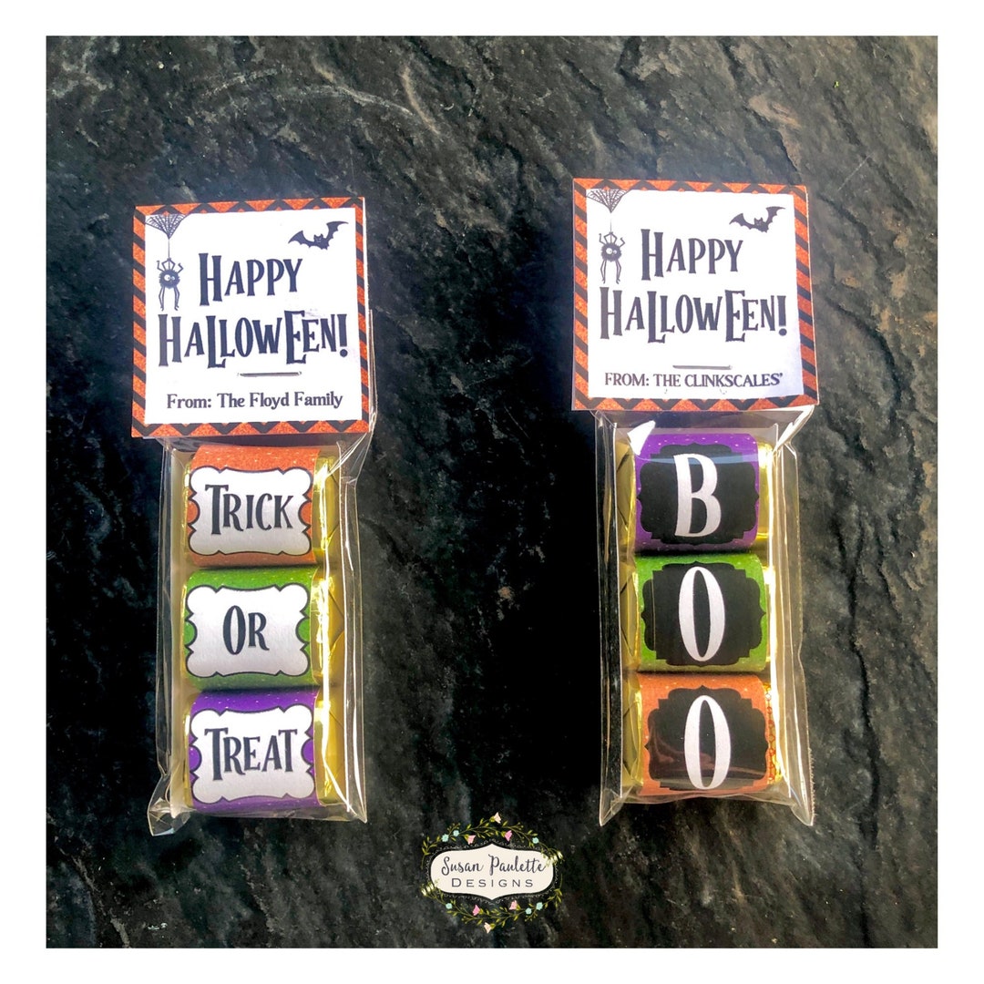 Halloween Chocolate Wrappers, Birthday Party Favor Candy Nugget Tag Set ...