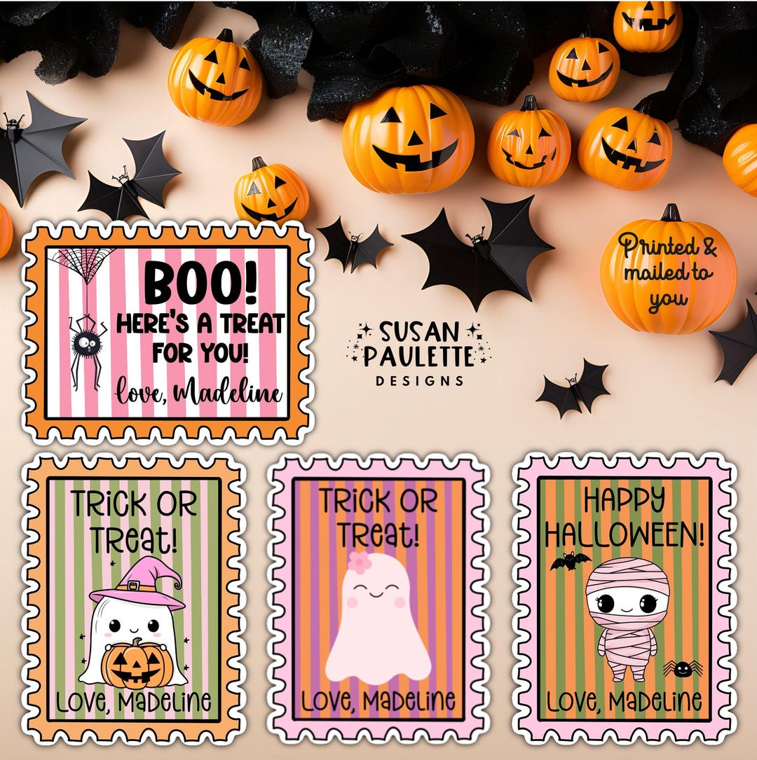 Printed Halloween Stickers, Pastel Postage Stamp Coquette Frame Goody ...