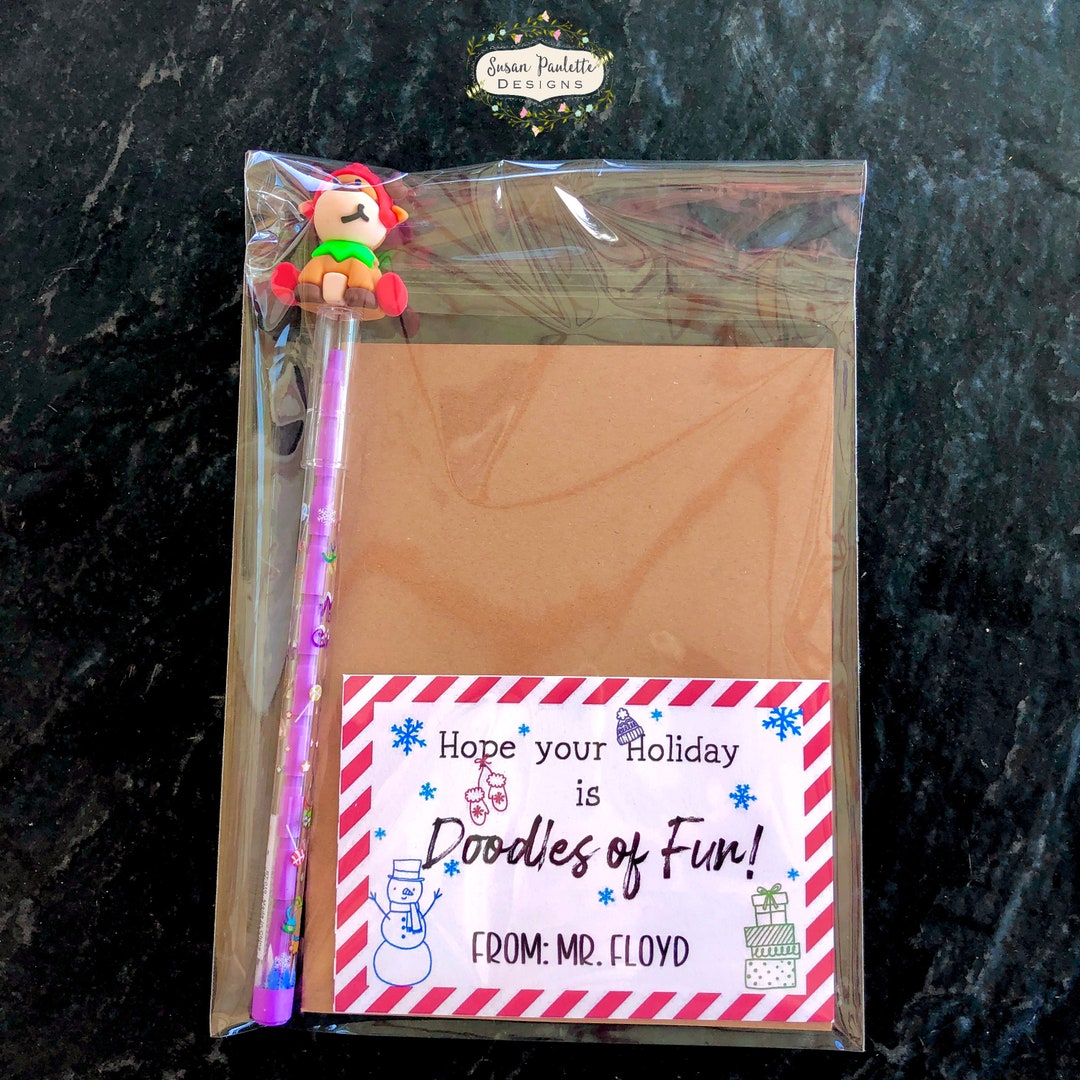 Christmas Party Favors, Pencil & Journal Holiday Classroom Gift, Art ...