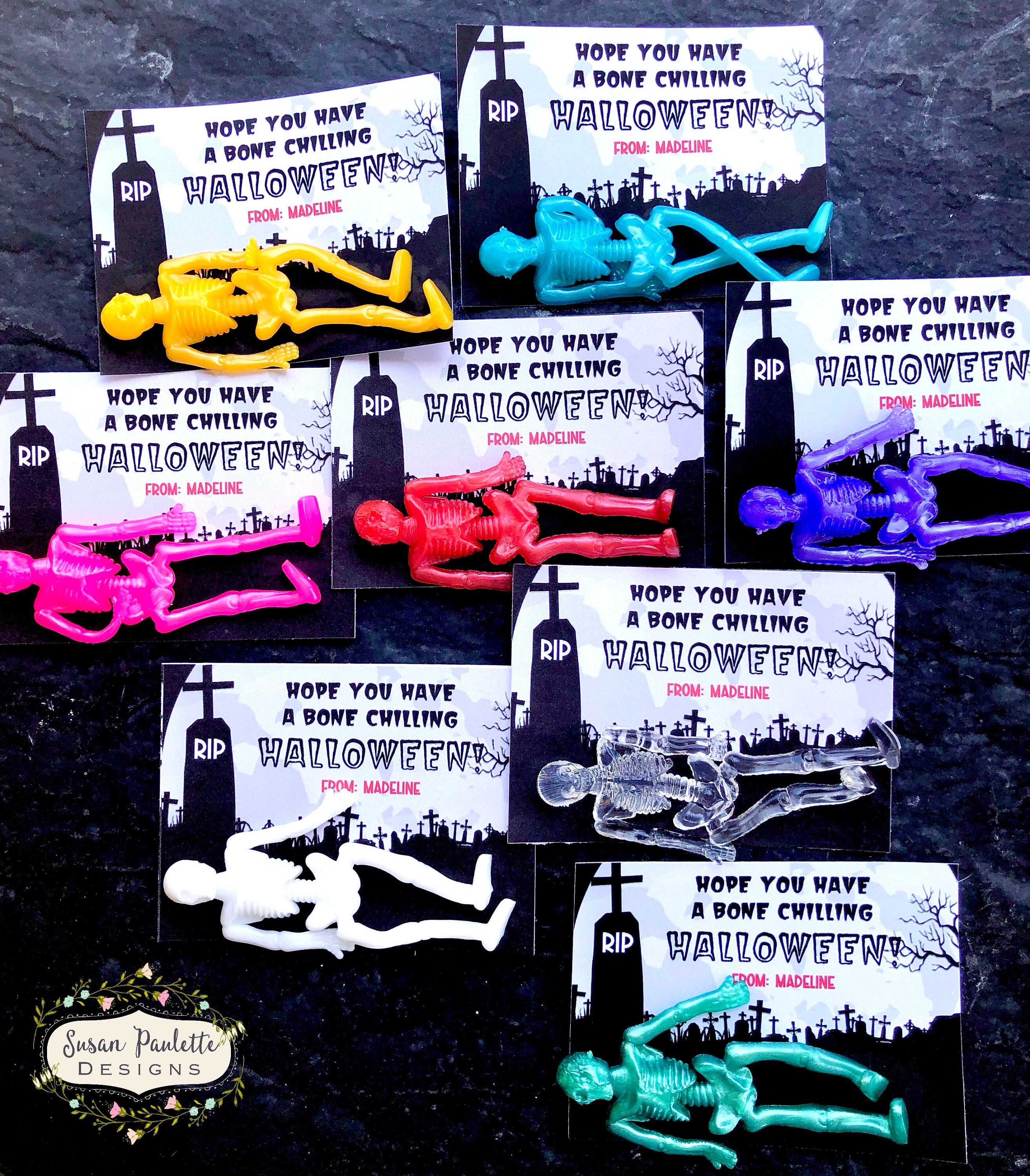 Halloween Skeleton Tags, Classroom Halloween Stretchy Skeleton Party ...