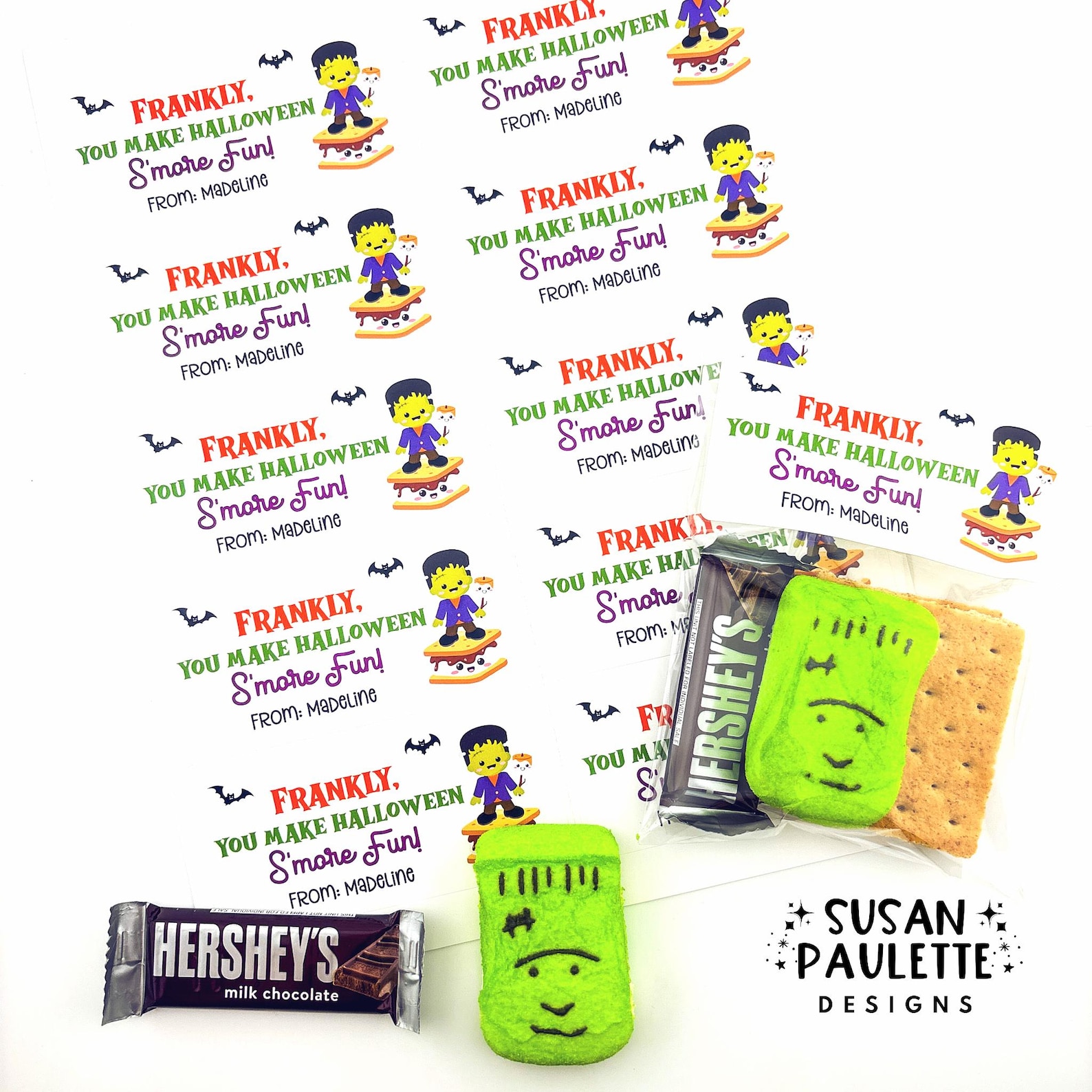 Printed S'more Halloween Treat Tags and Bags, Smore Party Favors for ...