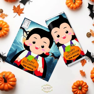 Halloween Candy Bar Wrappers, Set of 4 Printable Halloween Party Favor ...