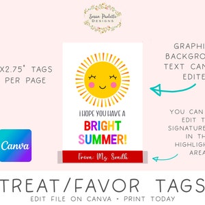 Editable Last Day of School Tags, End of Year Class Gift Tag, Bright ...