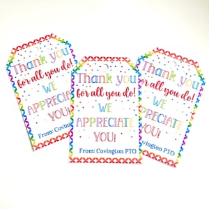 Appreciation Printable Gift Tags, Teacher and Staff School PTO PTA ...