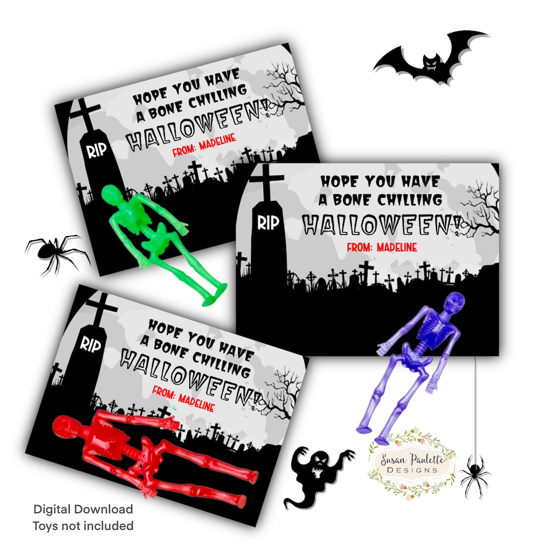 Halloween Skeleton Tags, Classroom Halloween Stretchy Skeleton Party ...