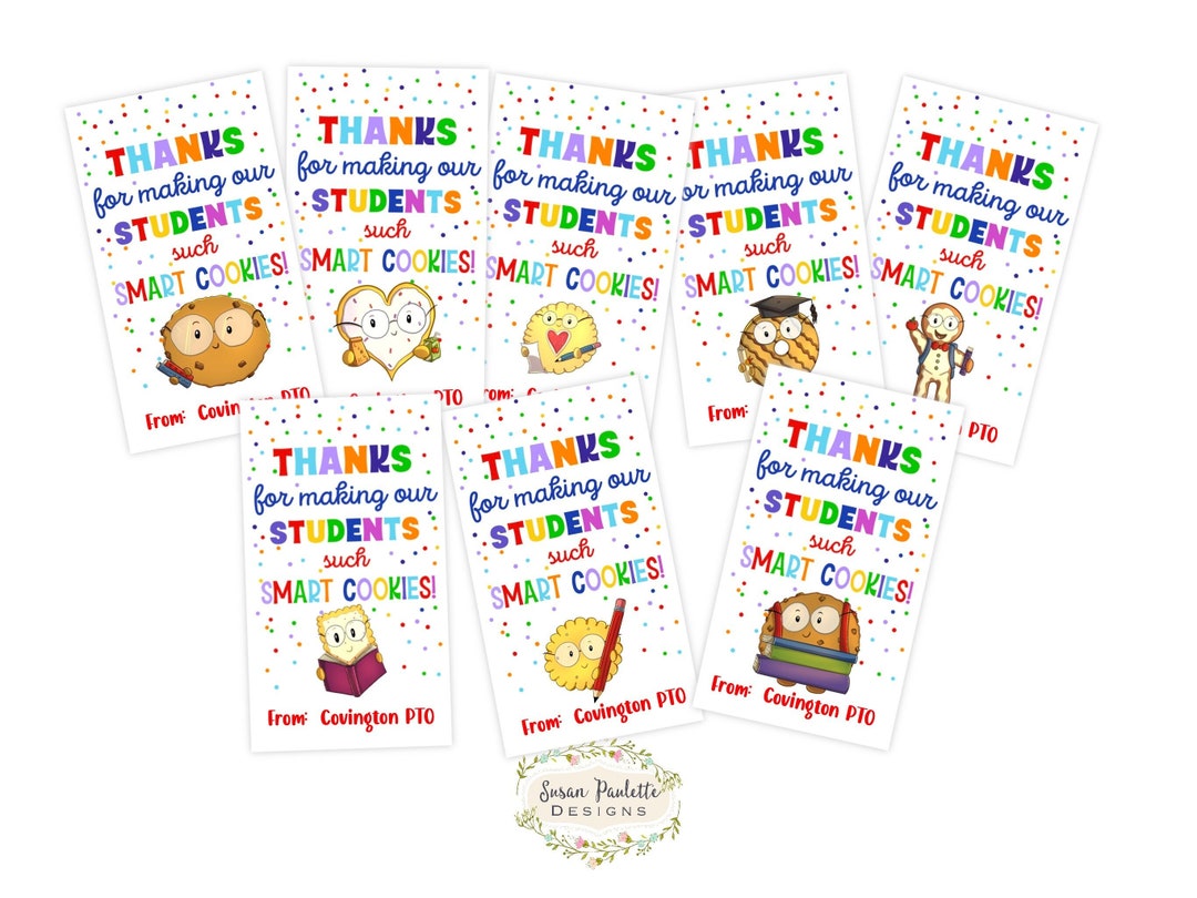 Teacher Appreciation Treat Tag, Smart Cookie Thank You Card, Teacher ...