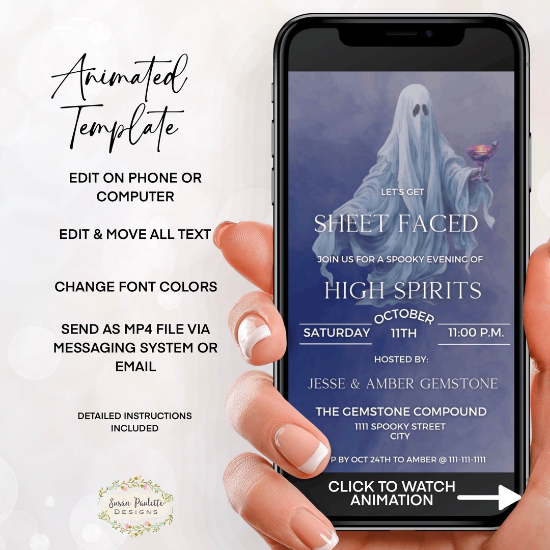 Let's Get Sheet Faced Halloween Party Invitation, Printable Costumes ...