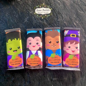 Halloween Candy Bar Wrappers, Set of 4 Printable Halloween Party Favor ...