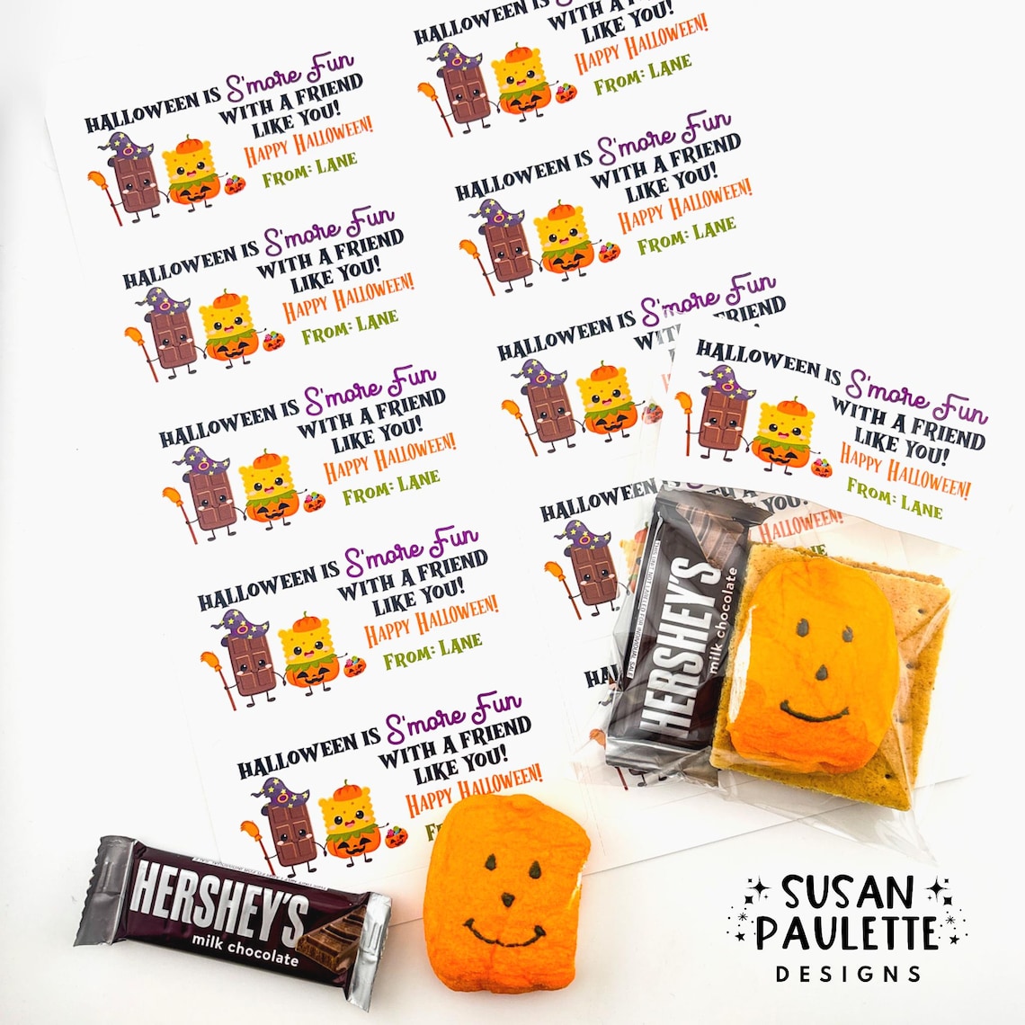 Printed S'more Halloween Treat Tags and Bags, Smore Party Favors for ...