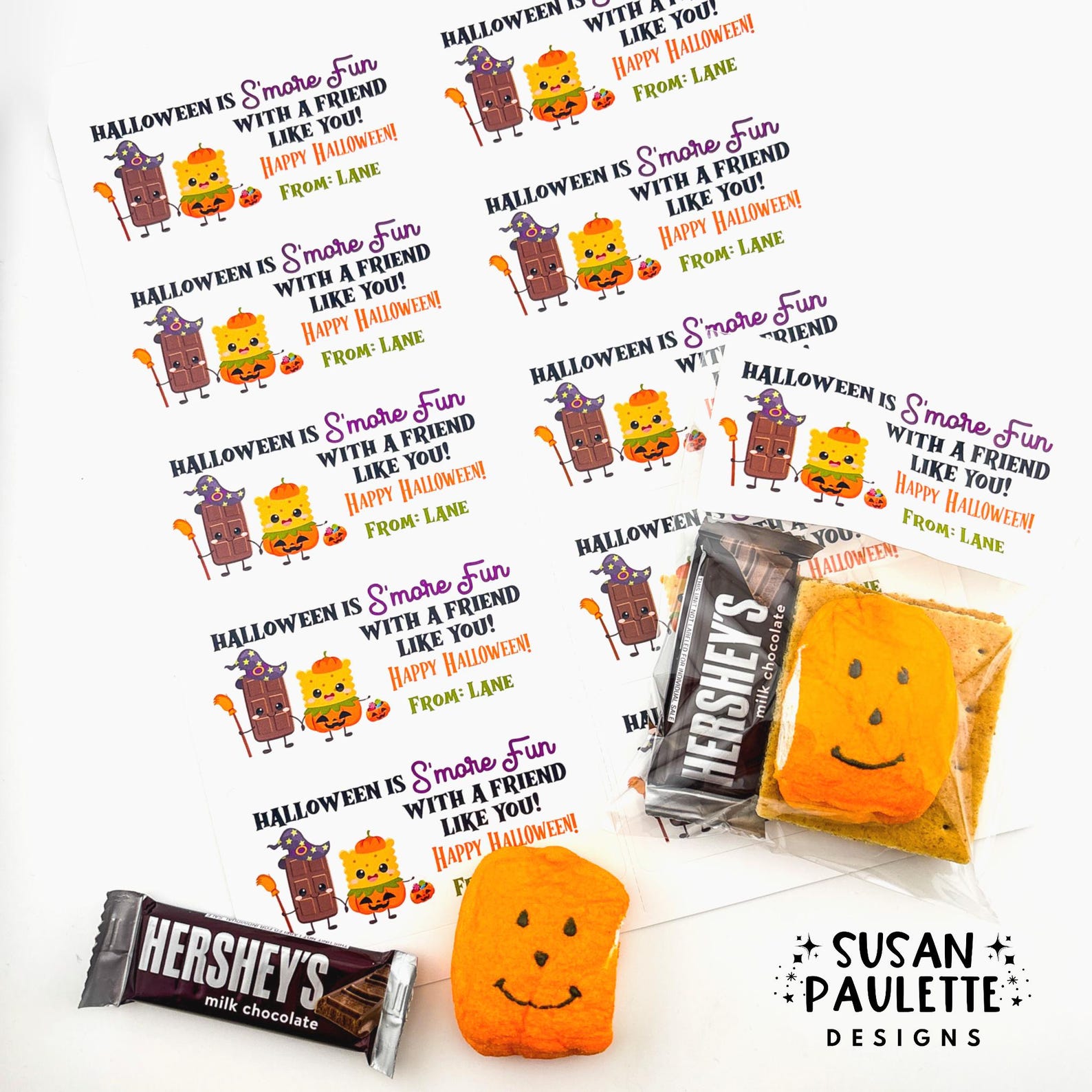 Printed S'more Halloween Treat Tags and Bags, Smore Party Favors for ...