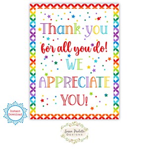 Appreciation Printable Sign, Teacher and Staff School Nurse Employee ...