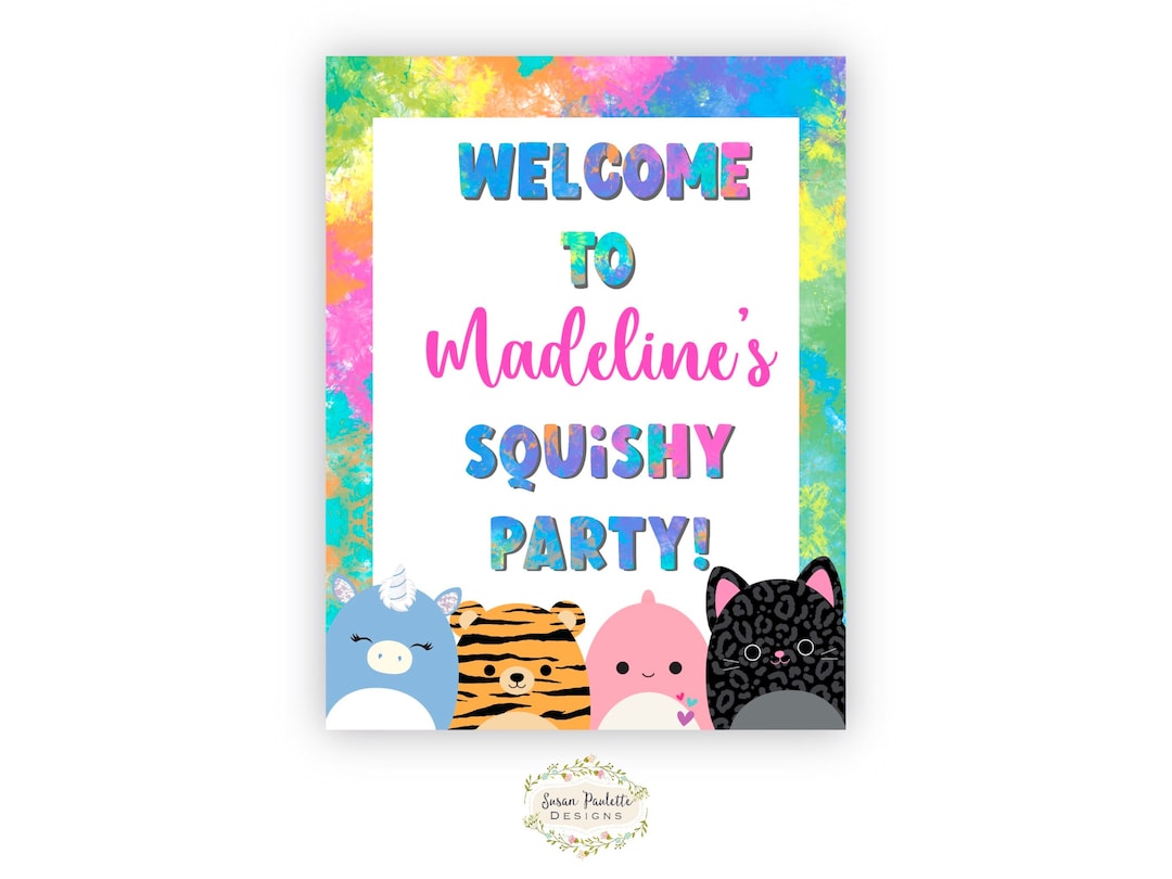 Rainbow Squishy Birthday Party Welcome Sign for Squishy Bday Squishies ...