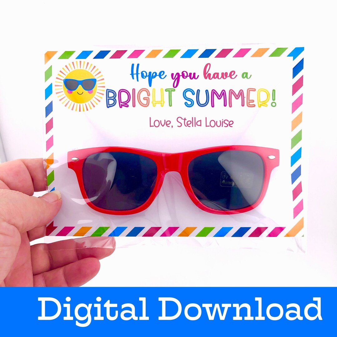 Kids Sunglass Favor Digital Tag, End of Year Gift, Last Day of School ...