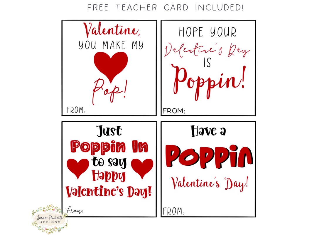 Valentines Pop It Tags Printable Instant Digital Download Four Designs ...