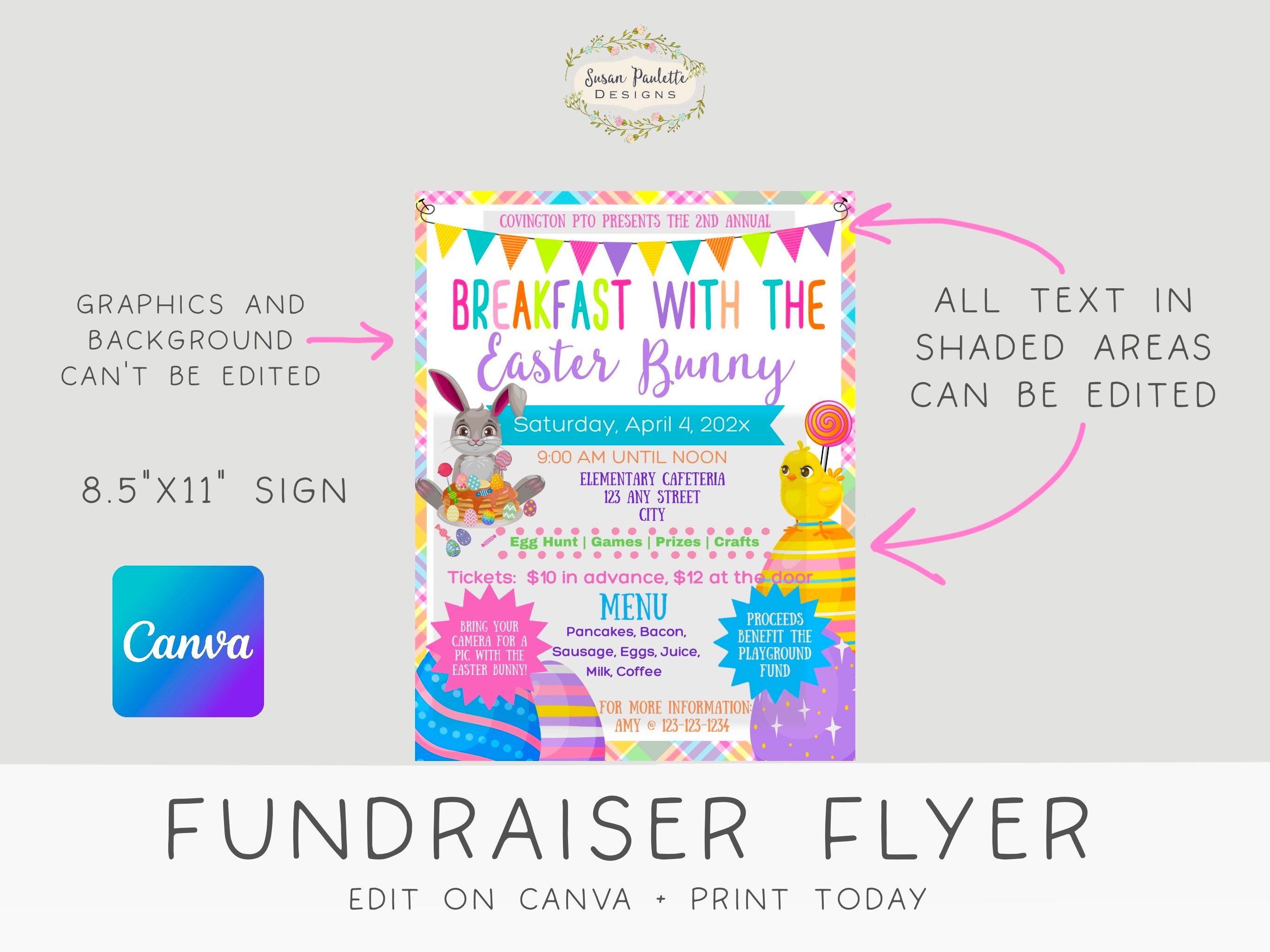 Breakfast With the Easter Bunny Flyer School PTA PTO Community ...