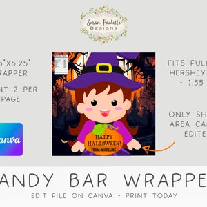 Halloween Candy Bar Wrappers, Set of 4 Printable Halloween Party Favor ...