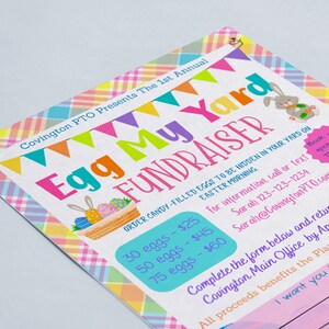 Egg My Yard Fundraising Flyer School PTA PTO Fundraiser Brochure Easter ...