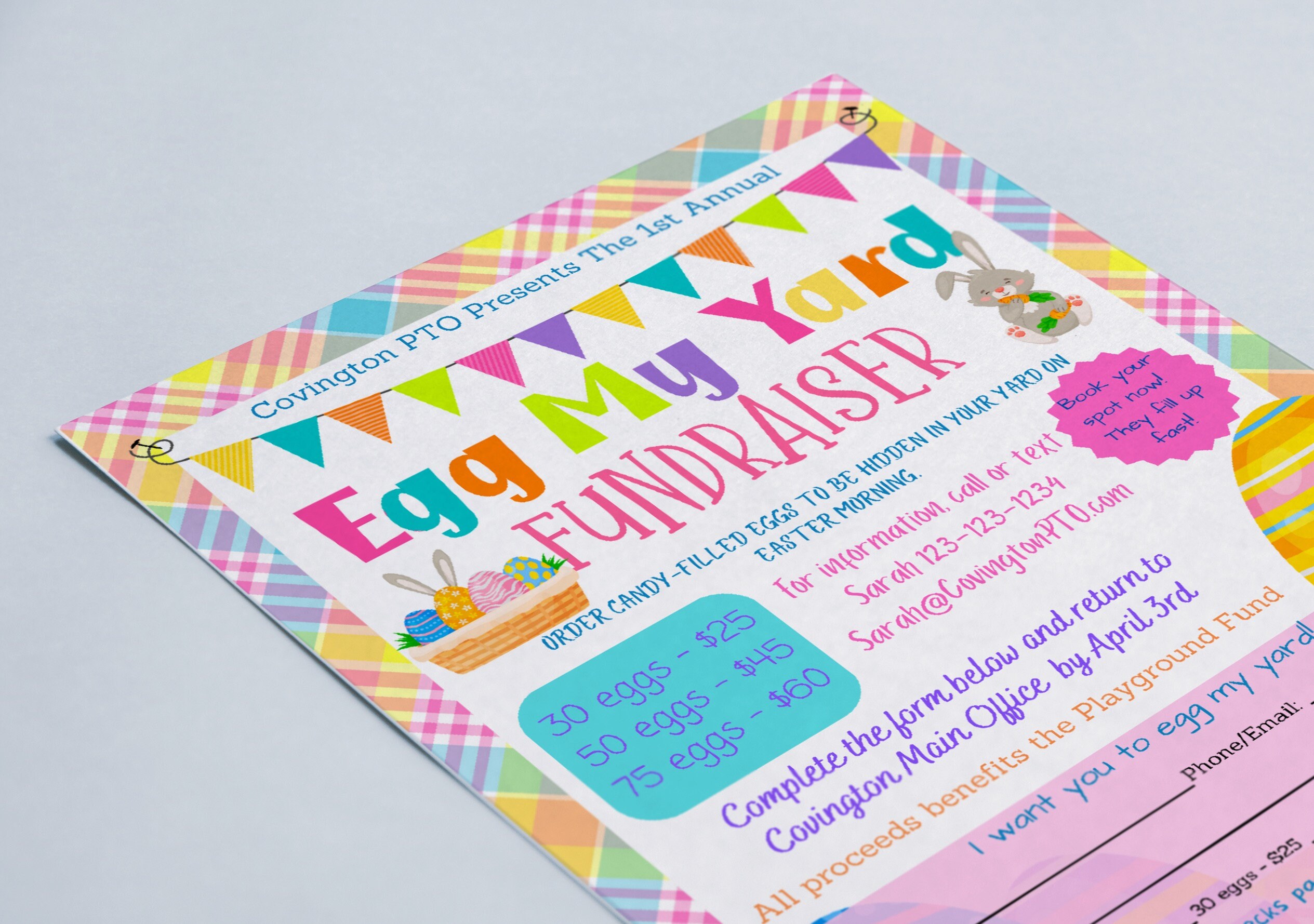 Egg My Yard Fundraising Flyer School PTA PTO Fundraiser Brochure Easter ...