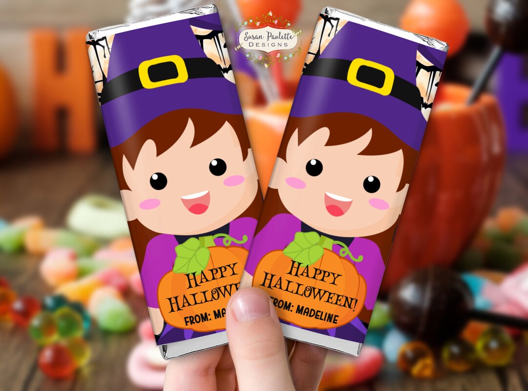 Halloween Candy Bar Wrapper, Printable Halloween Party Favor Tag ...