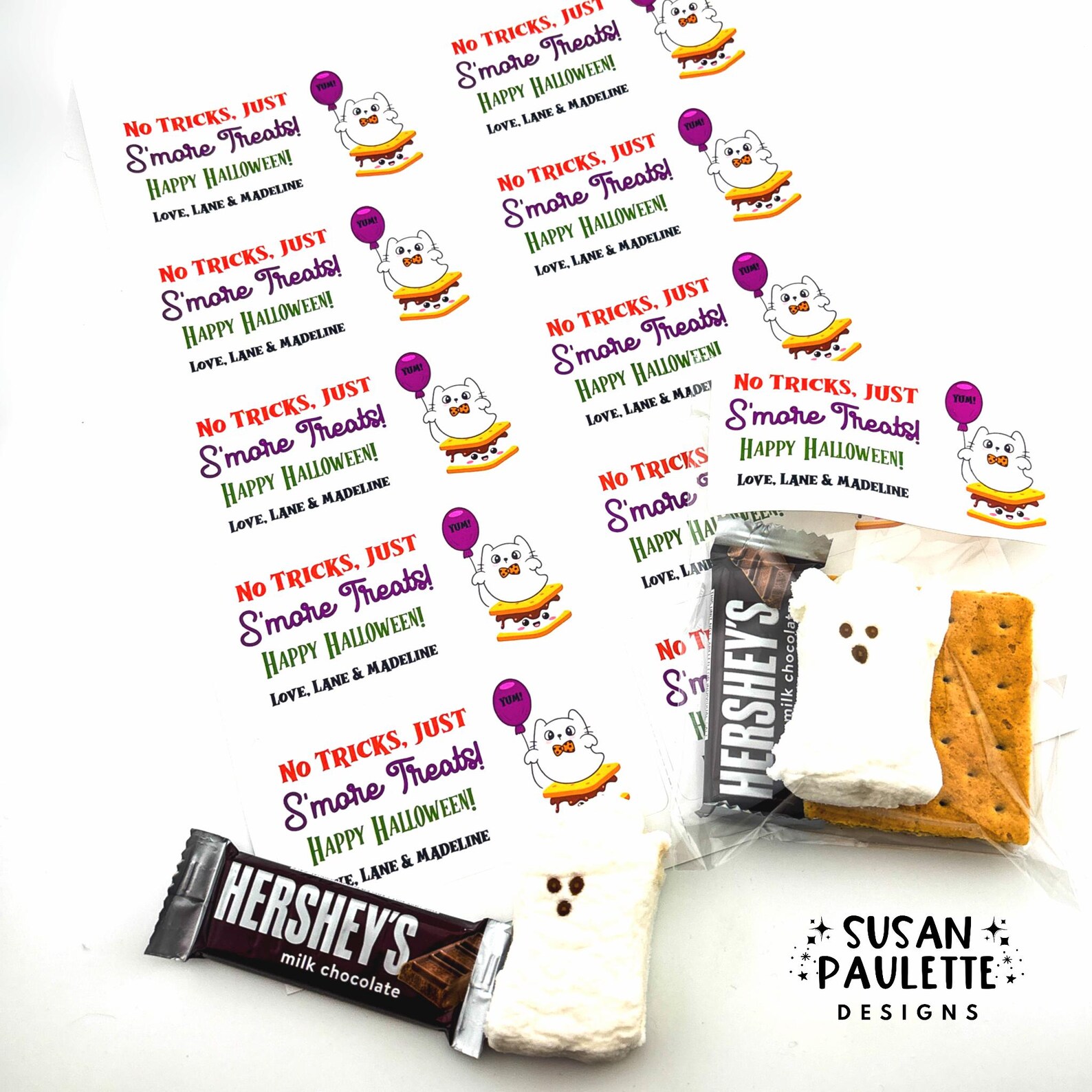 Printed S'more Halloween Treat Tags and Bags, Smore Party Favors for ...