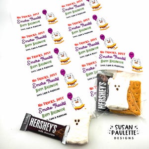 Printed S'more Halloween Treat Tags and Bags, Smore Party Favors for ...
