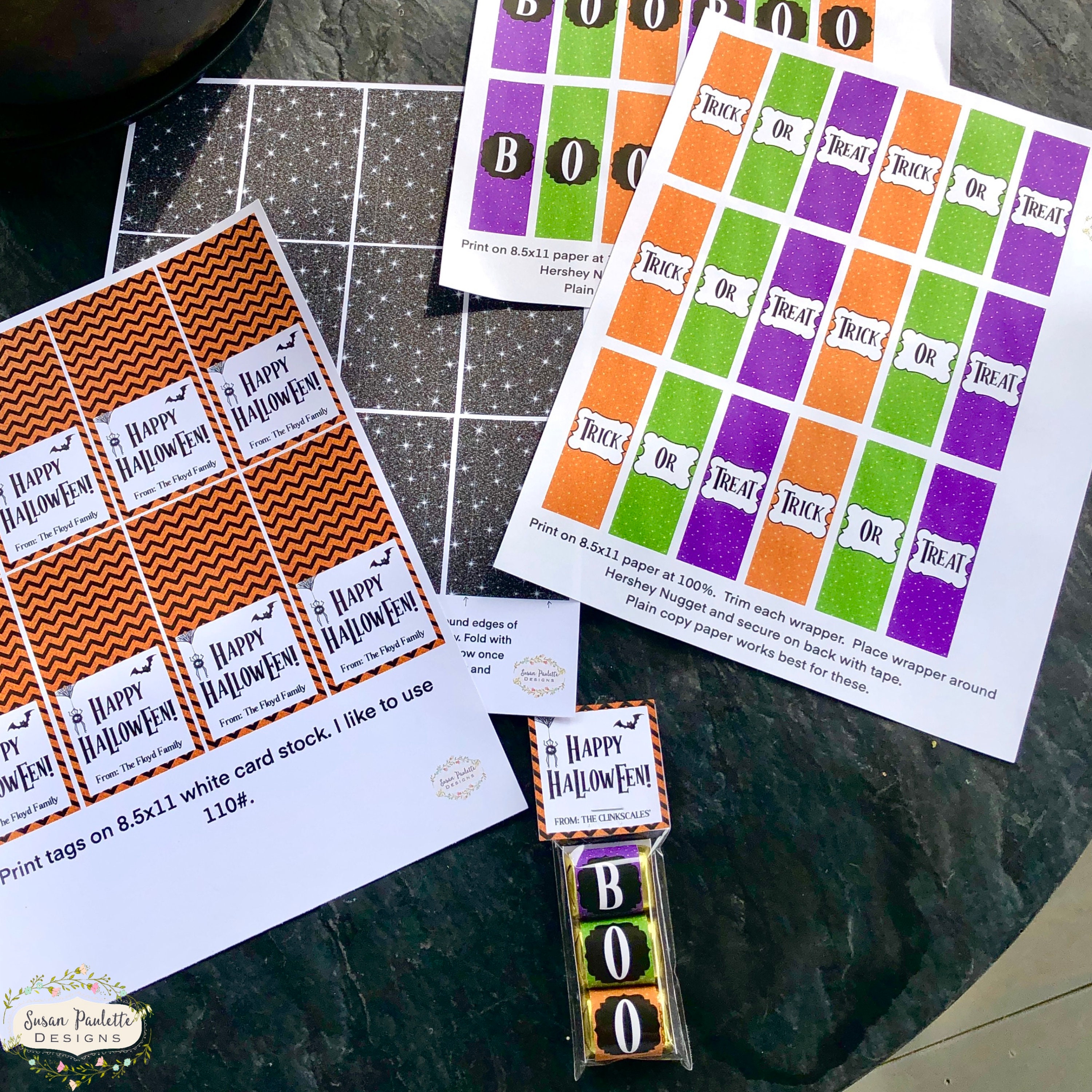 Halloween Chocolate Wrappers, Birthday Party Favor Candy Nugget Tag Set ...