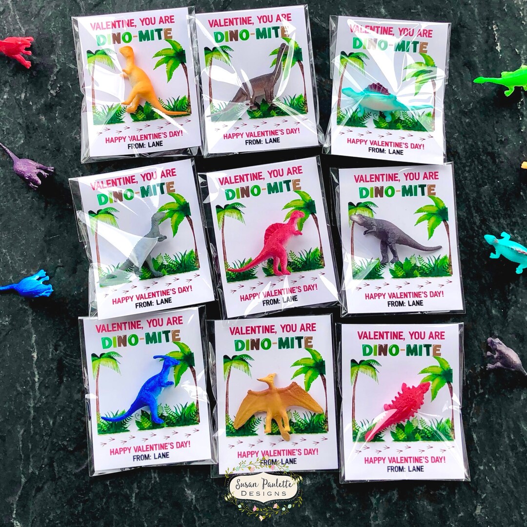 Dino-mite Valentine Party Favors, Jungle Dinosaur Toy, Gifts for Class ...