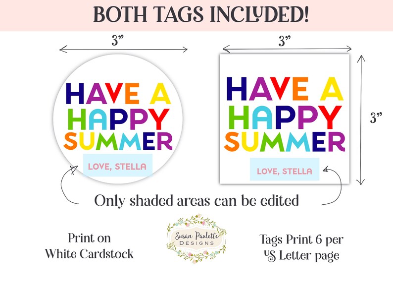 End of Year Gift Tags, Teacher Last Day of School Treat Labels, Thank ...