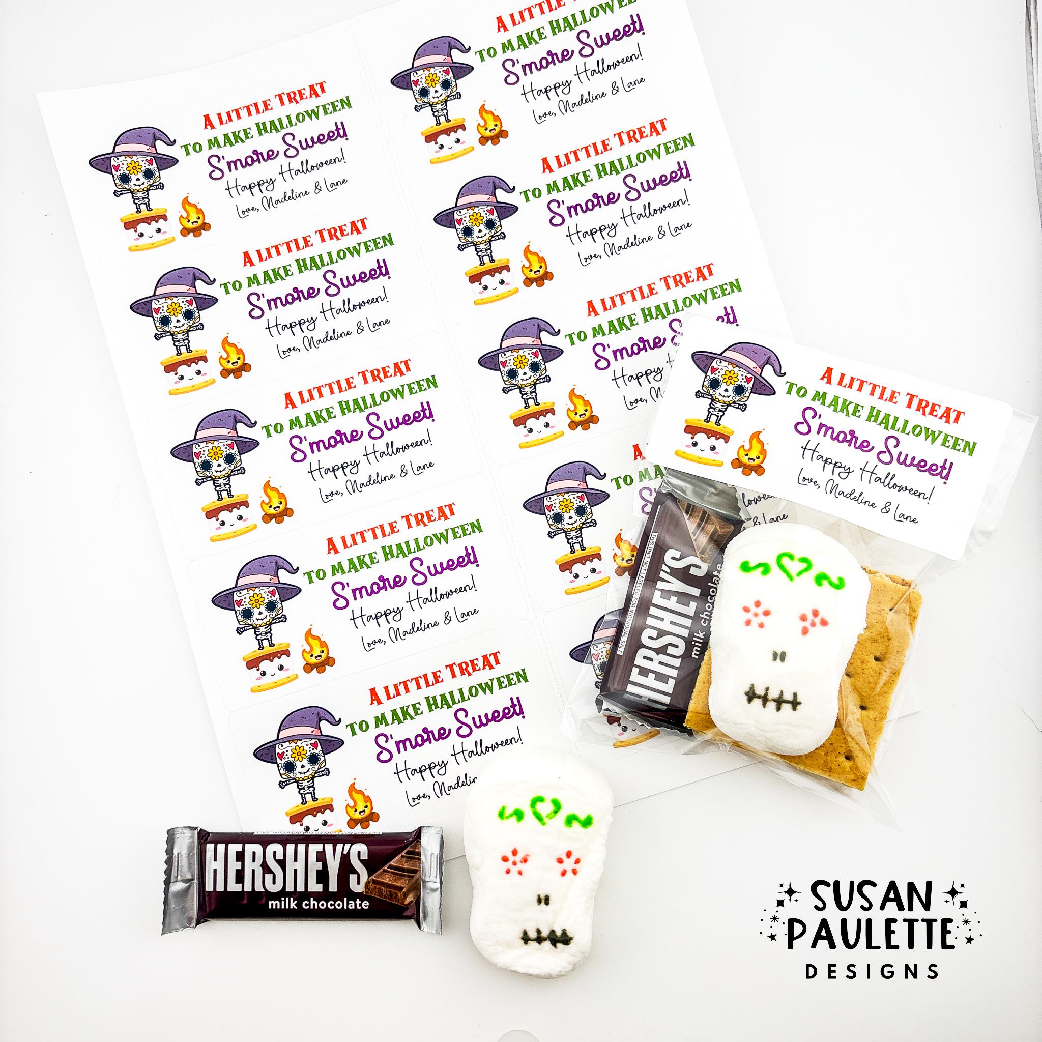 Printed S'more Halloween Treat Tags and Bags, Smore Party Favors for ...