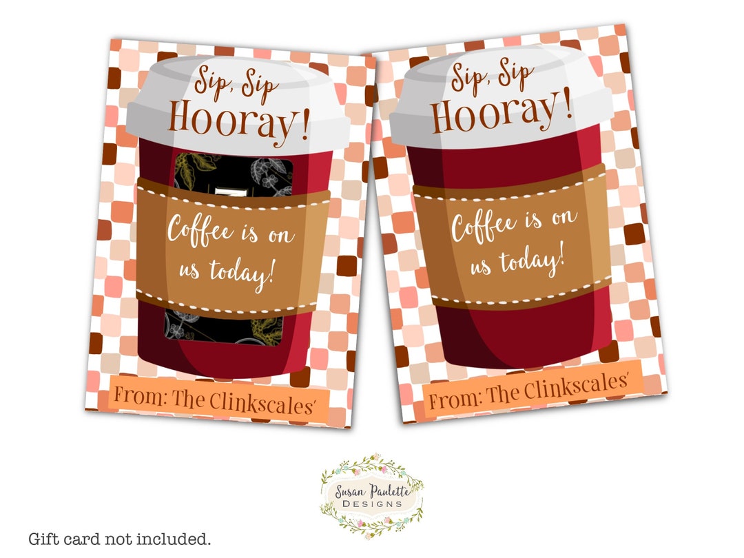 Teacher Coffee Gift Card Holder, Staff Employee Gift, Sip Sip Hooray ...