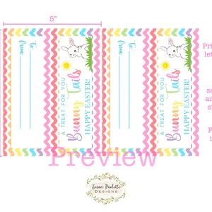 Bunny Tails Bag Topper Basket Stuffer Digital Printable Template Gift ...