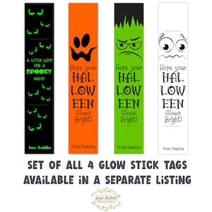 Halloween Glow Stick Ghost Tag, Classroom Halloween Party Favor ...