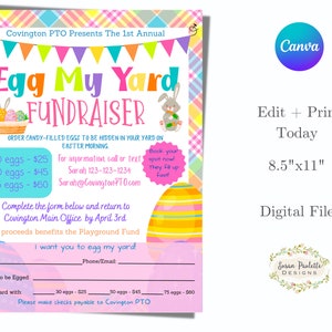 Egg My Yard Fundraising Flyer School PTA PTO Fundraiser Brochure Easter ...