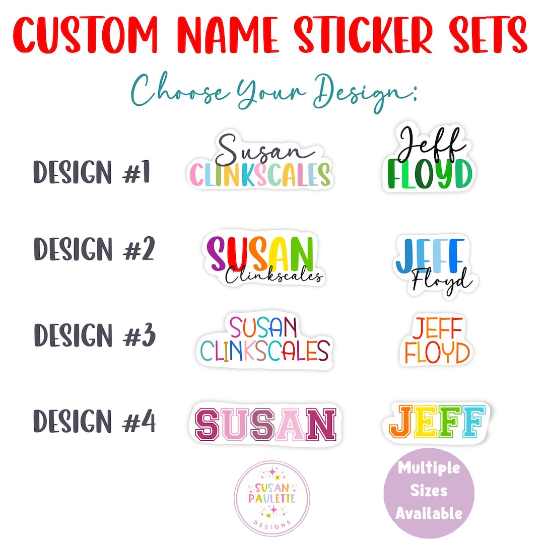 Personalized Full Name Sticker Set, Custom First and Last Name Water ...