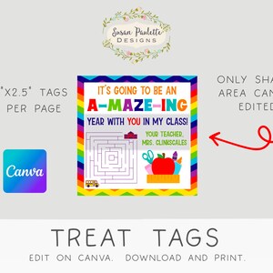 Back to School Favor Tags, It’s Going to Be an A-maze-ing Year Tag, BTS ...
