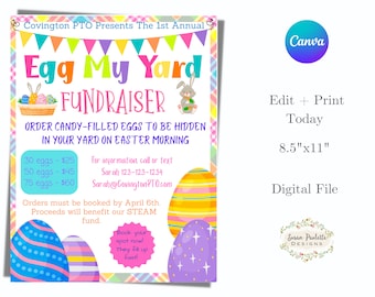 Egg My Yard Flyer EDITABLE Template Printable Poster PTA - Etsy