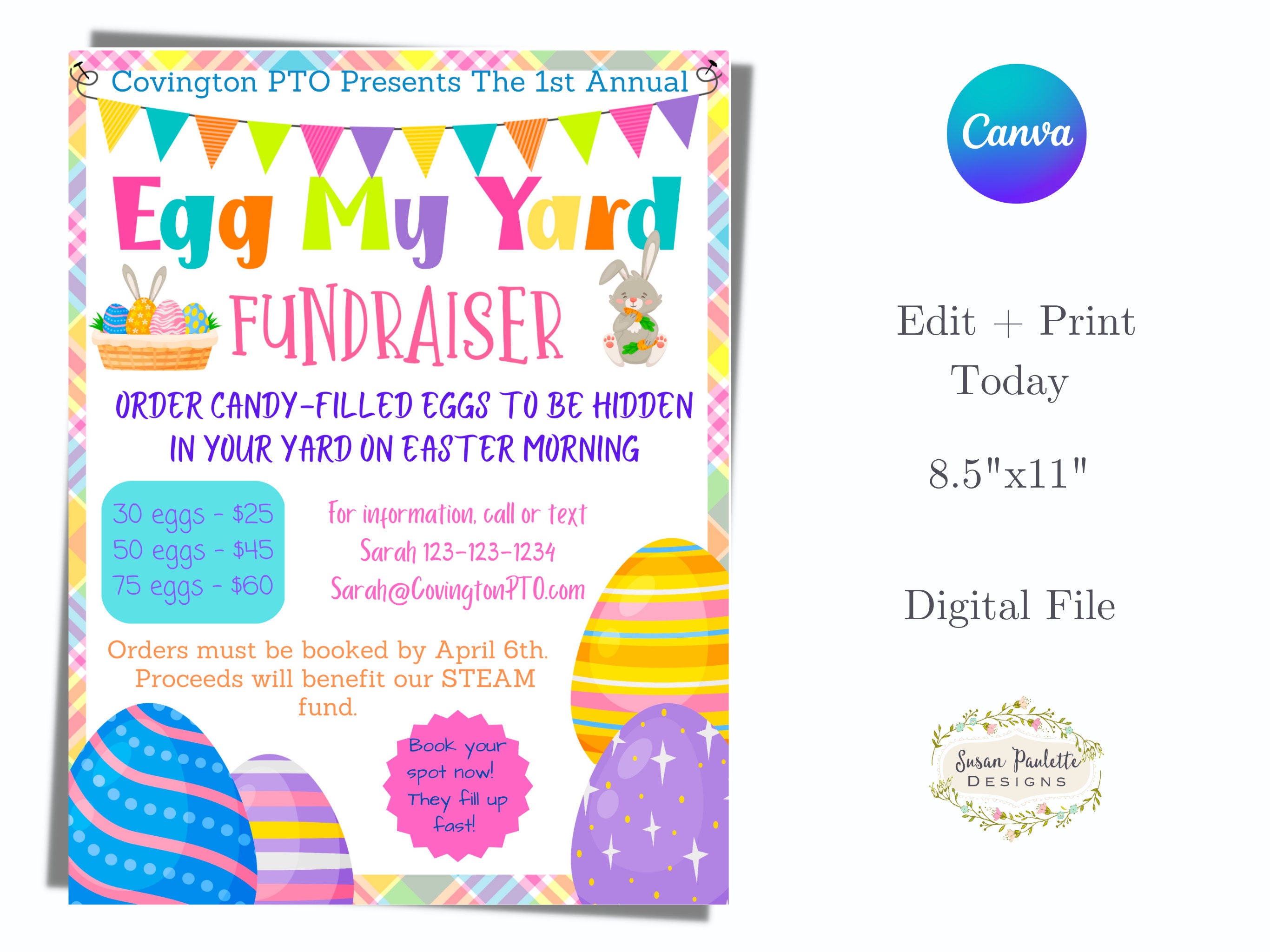 Egg My Yard Fundraising Flyer School PTA PTO Community Fundraiser ...