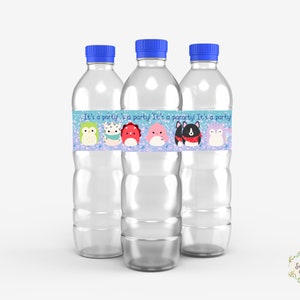 Sparkle Squishy Birthday Party Decorations Water Bottle Labels Squishy ...