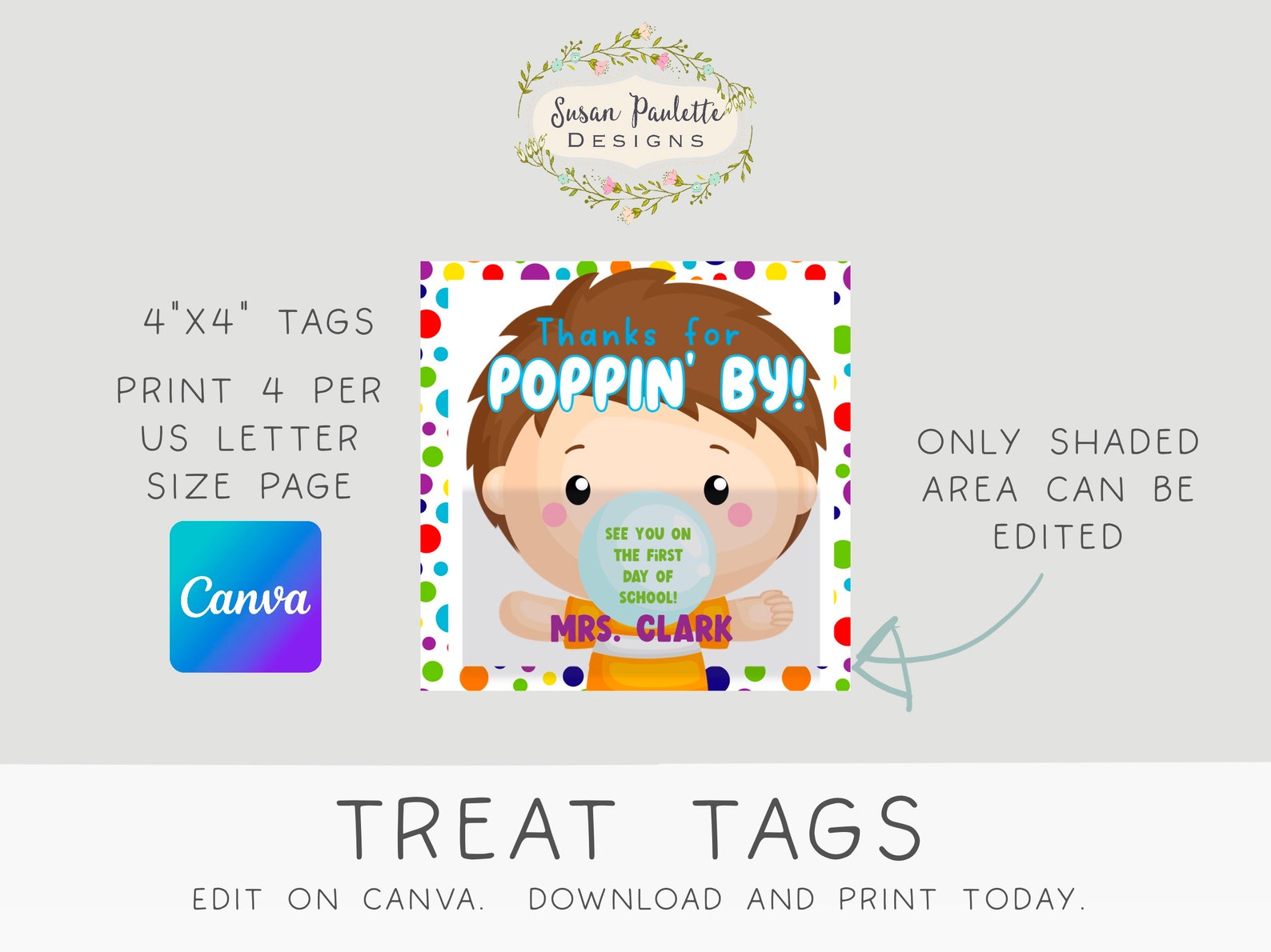 Back to School Lollipop Tag, Thanks for Popping by Meet the Teacher ...