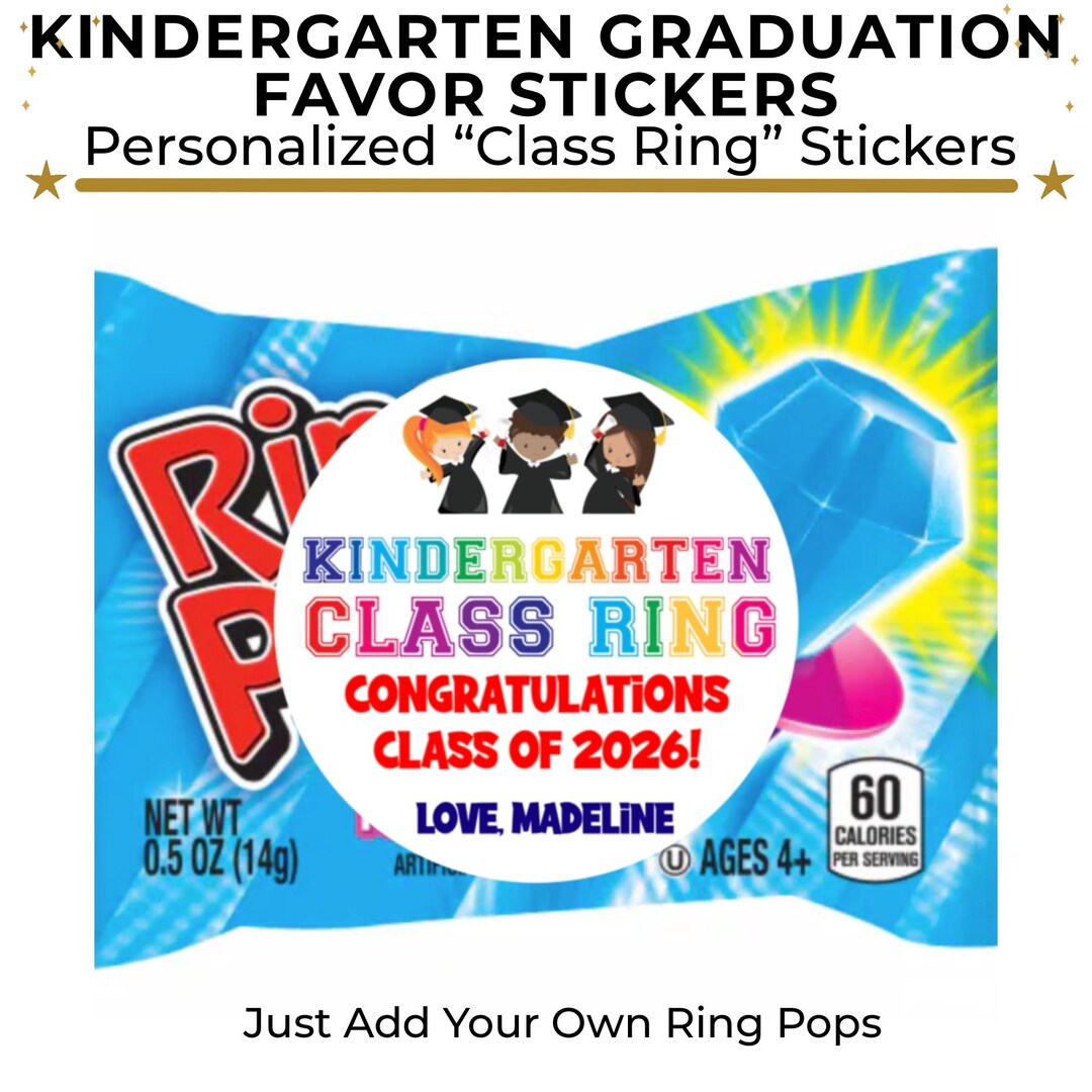 Kindergarten Class Ring Party Favors | Graduation Stickers ...