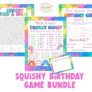 Rainbow Squishy Birthday Party Games, Find a Word, Who Knows the ...